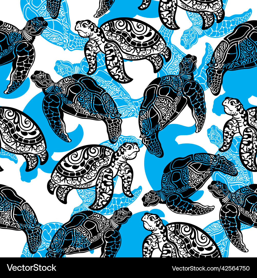 Sea turtle lifebackground wirh Royalty Free Vector Image