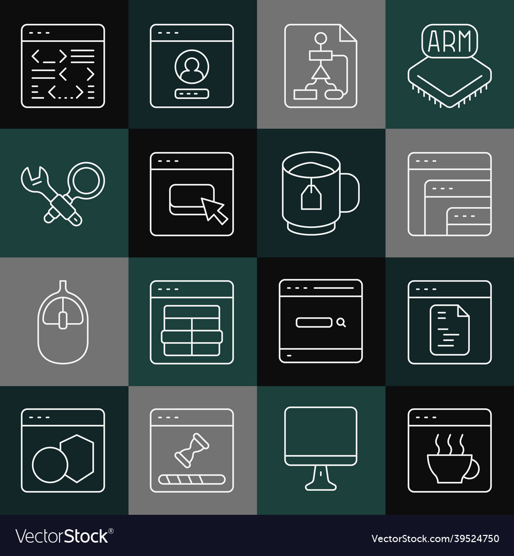 Set line software flowchart browser files Vector Image Set line software flowchart browser files Vector Image