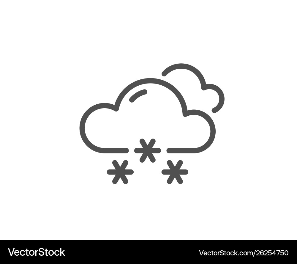 Snow weather forecast line icon clouds Royalty Free Vector