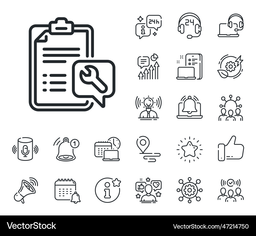 Spanner tool line icon repair service checklist Vector Image