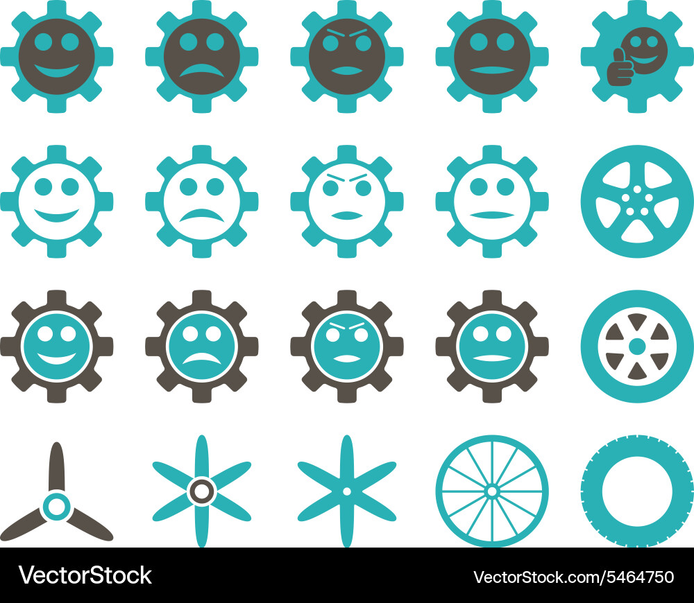 Tools and smile gears icons Royalty Free Vector Image
