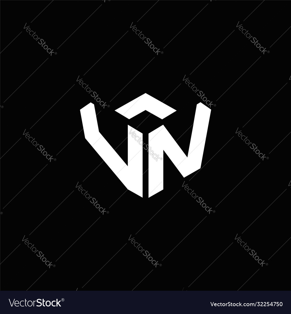 Vn logo monogram with emblem style ribbon design Vector Image
