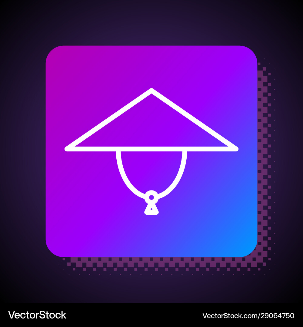 White line asian conical hat icon isolated Vector Image