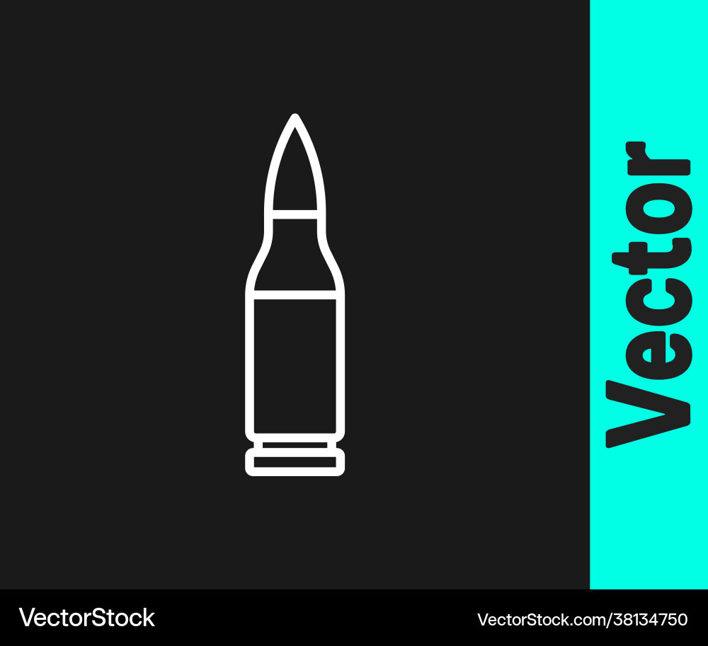 White line bullet icon isolated on black Vector Image