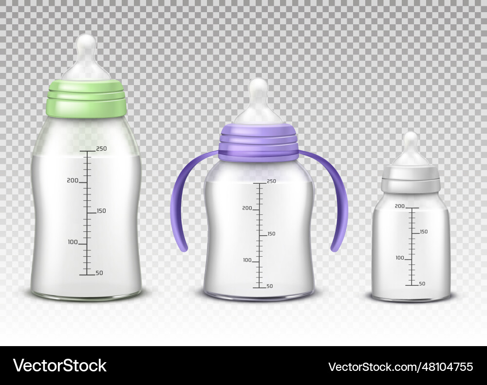 Baby bottles isolated on background Royalty Free Vector