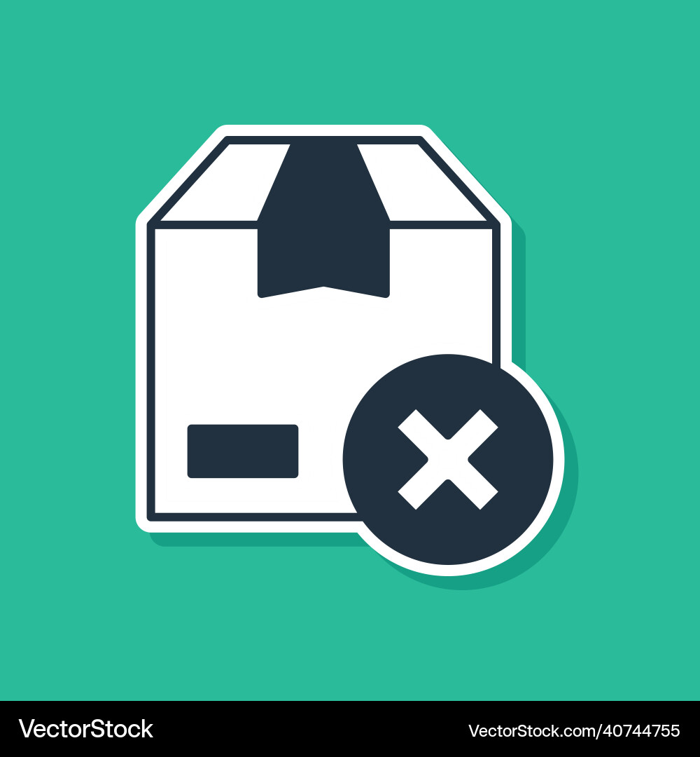 Blue carton cardboard box and delete icon isolated