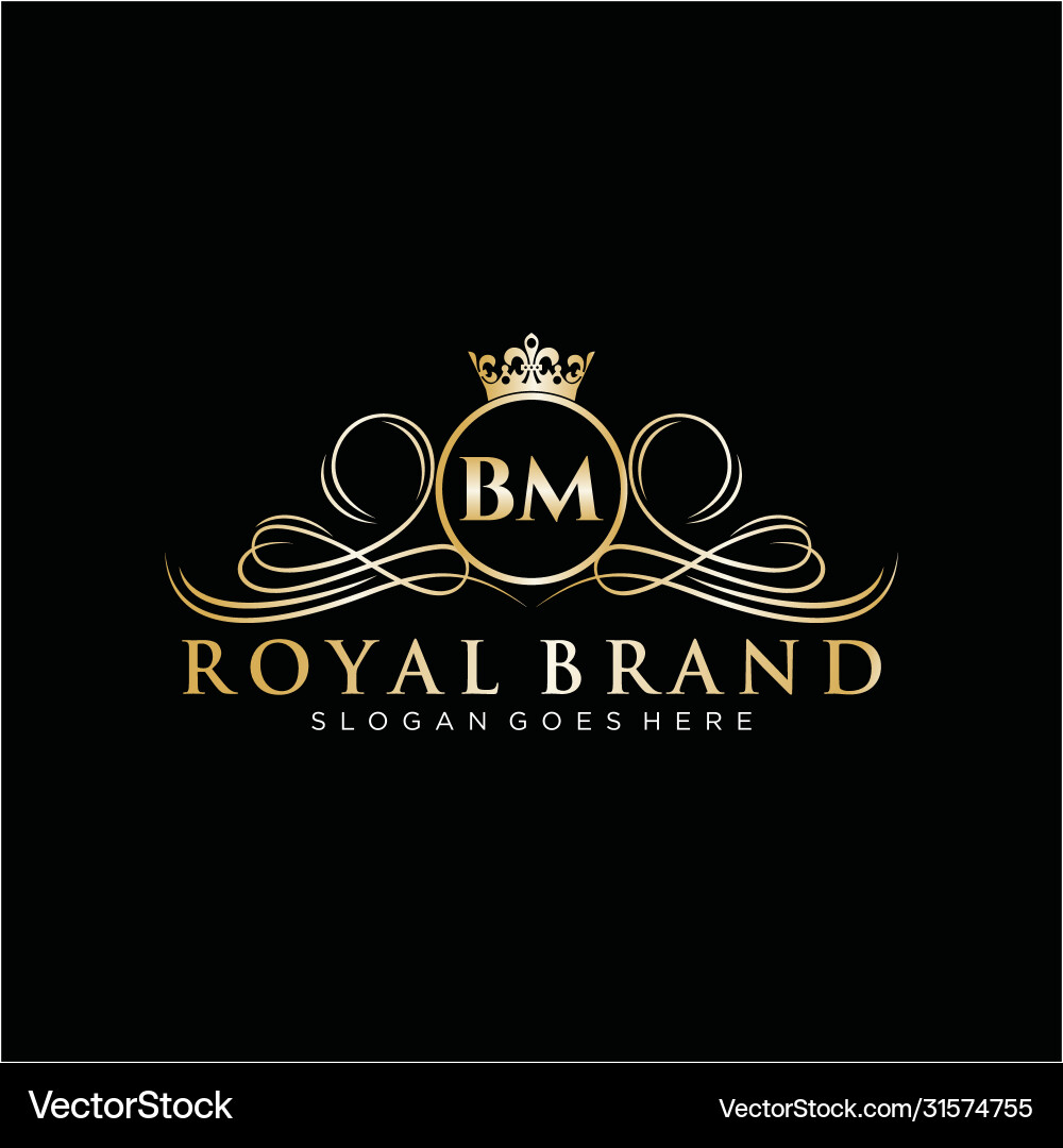 Bm letter initial luxurious brand logo template Vector Image