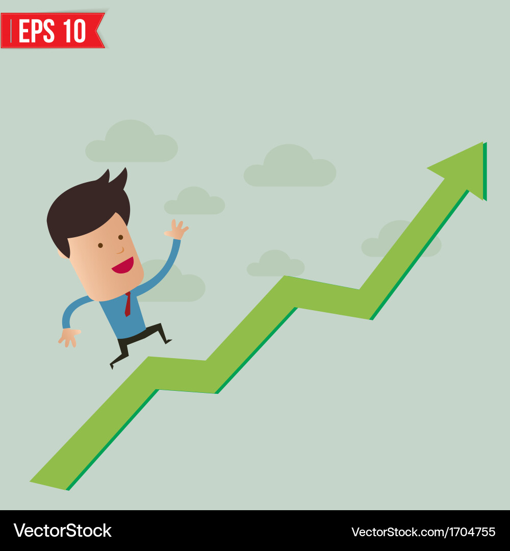 Business man run over the graph - eps10 Royalty Free Vector