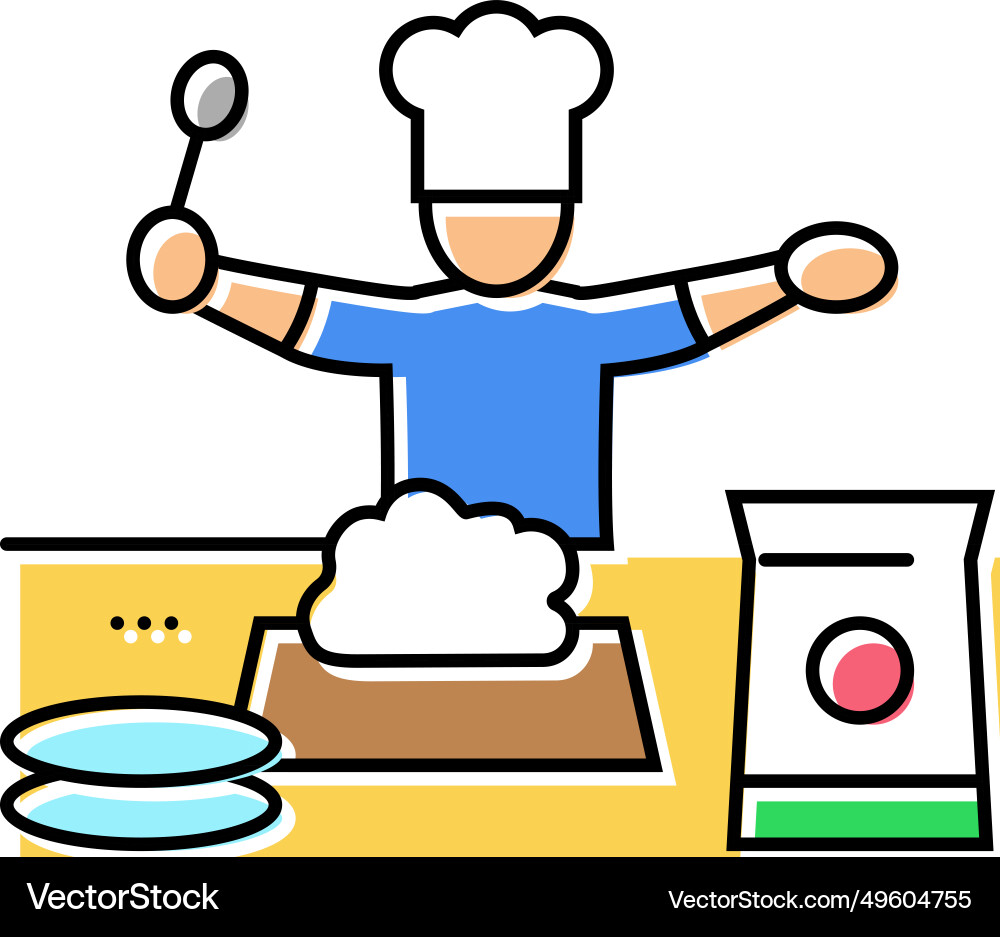 Cooking kid leisure color icon Royalty Free Vector Image