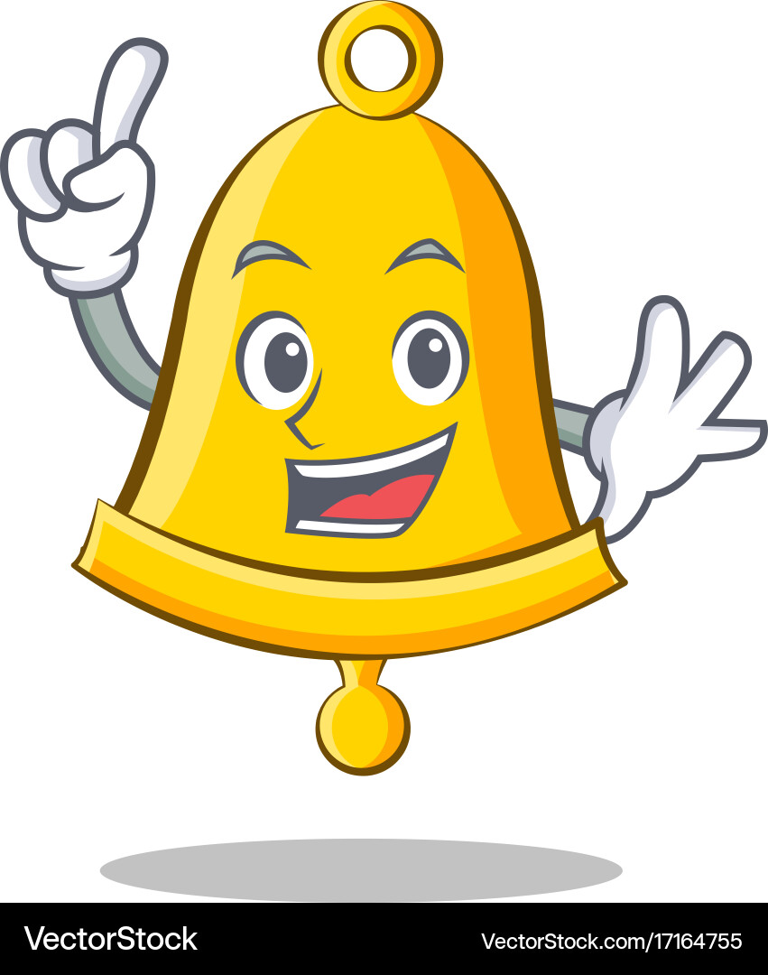 Finger school bell character cartoon Royalty Free Vector
