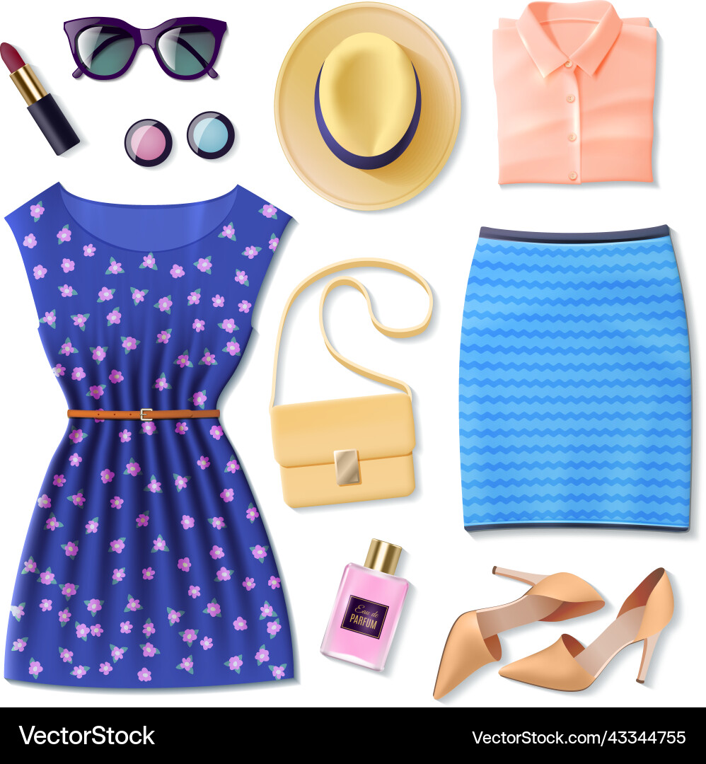 Flat woman clothing set Royalty Free Vector Image