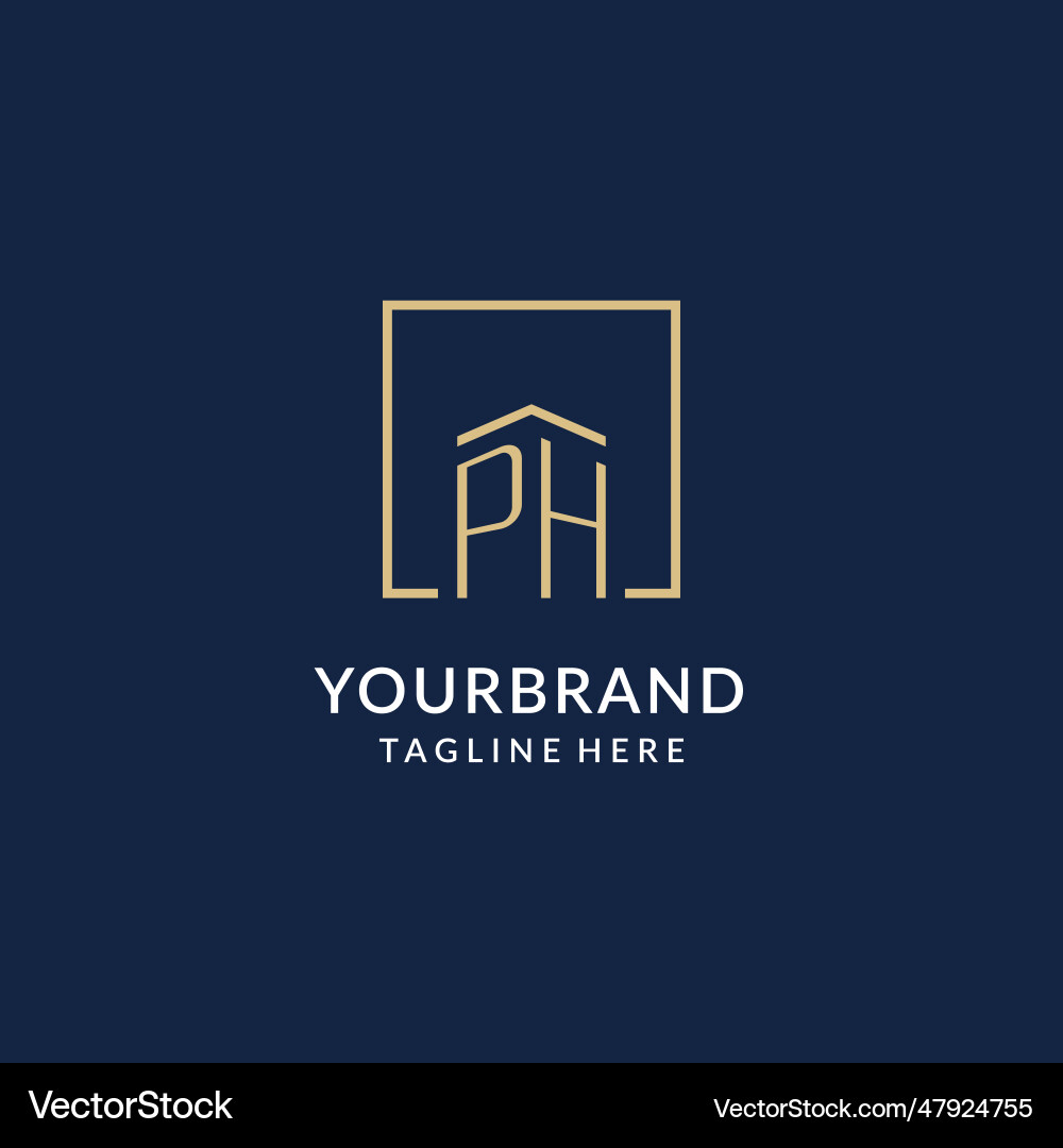 Initial ph square lines logo modern and luxury Vector Image