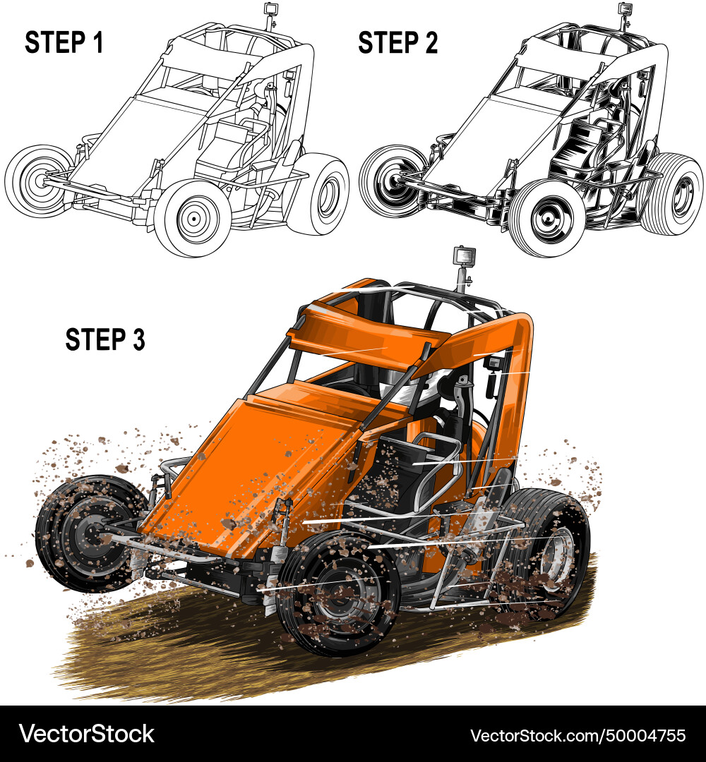 Orange drag racing car with black strip Royalty Free Vector