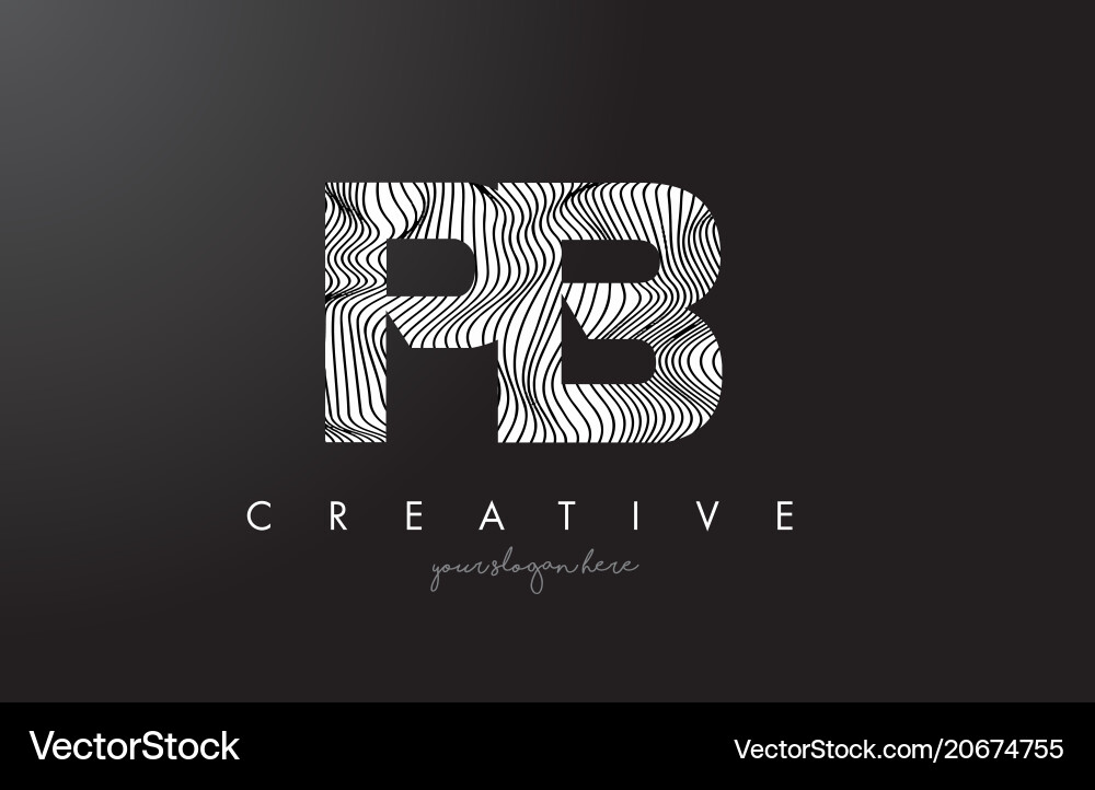 Pb p b letter logo with zebra lines texture Vector Image