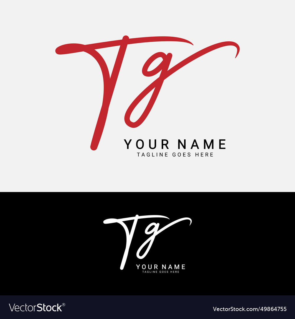 T g tg initial signature handwritten letter logo Vector Image