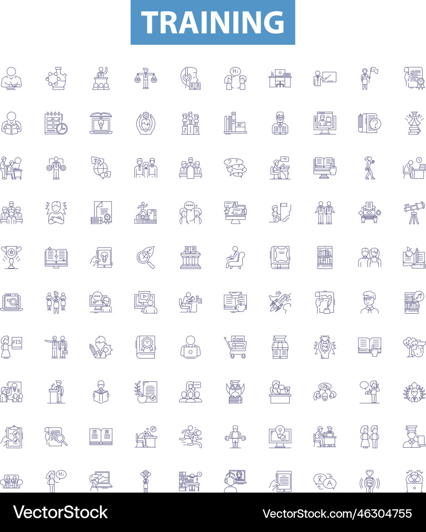 Training line icons signs set education Royalty Free Vector