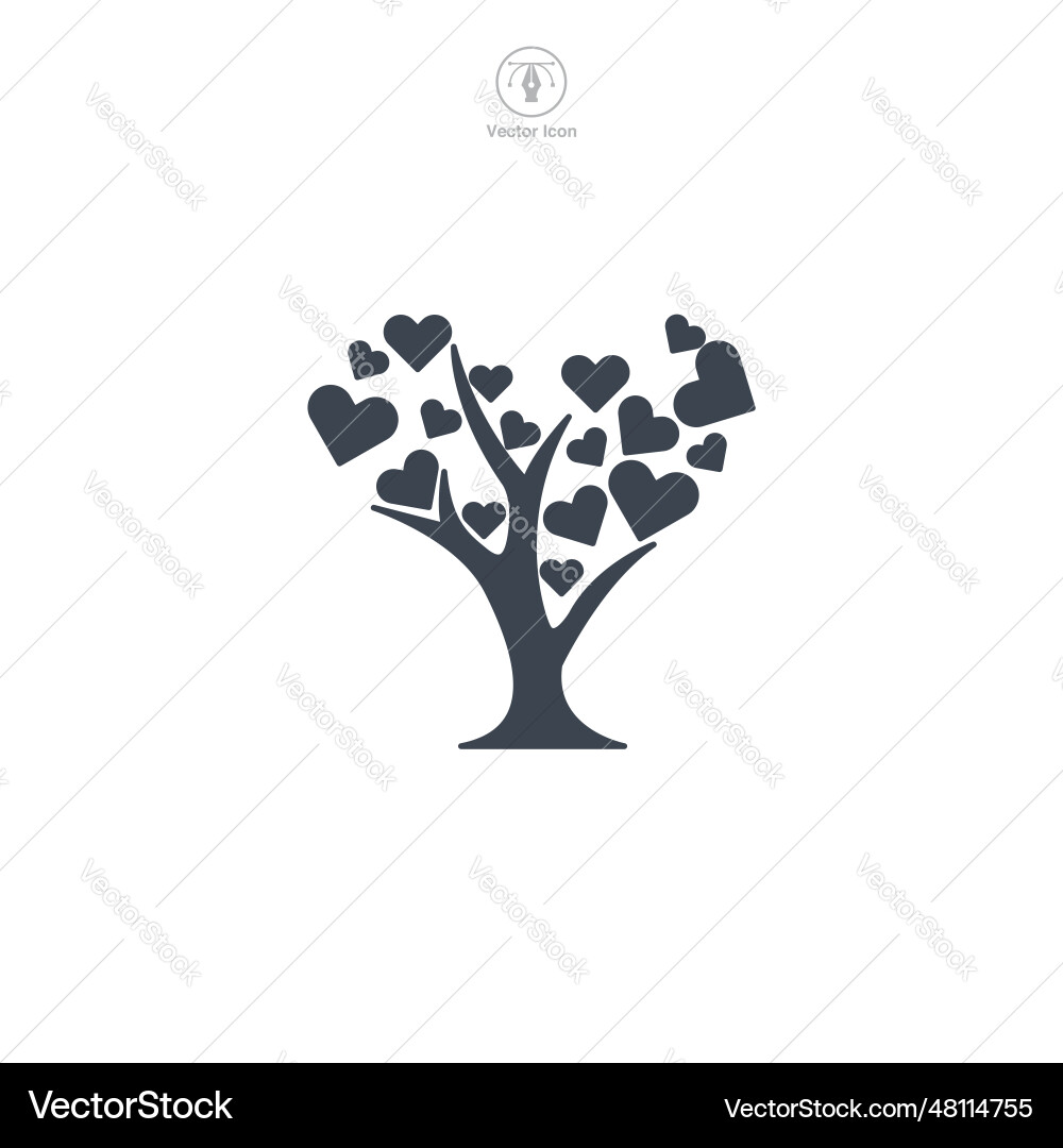 Tree with heart icon symbol isolated on white Vector Image