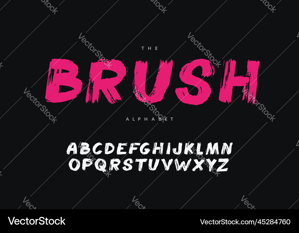 Brush font alphabet and numbers Royalty Free Vector Image