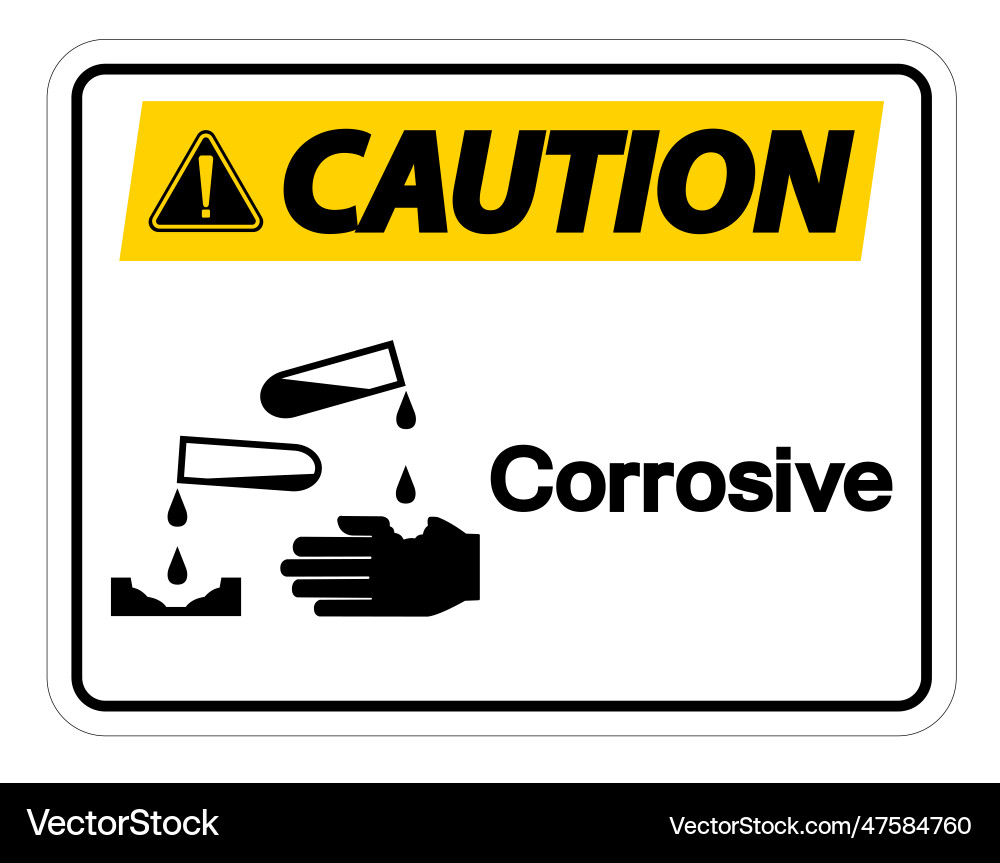 Caution corrosive symbol sign on white background Vector Image