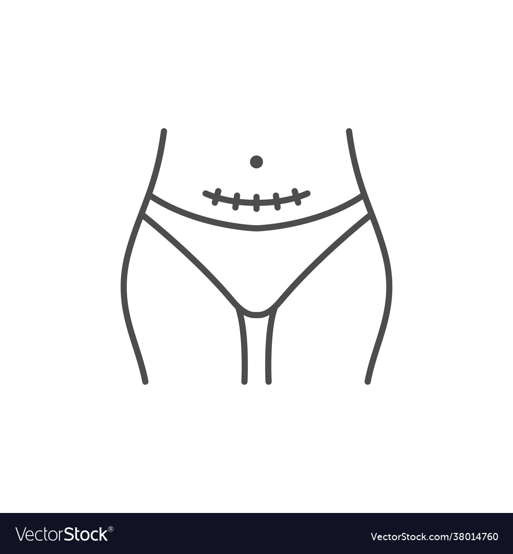 Cesarean section line outline icon Royalty Free Vector Image