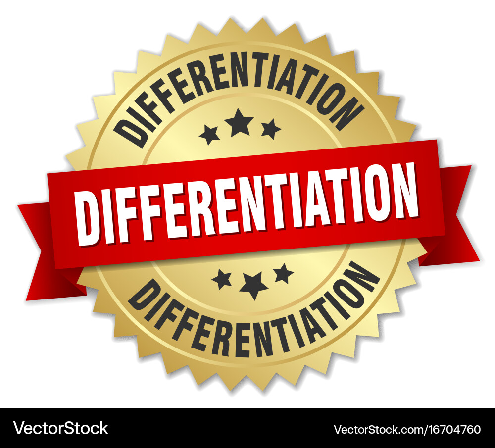 Differentiation round isolated gold badge Vector Image