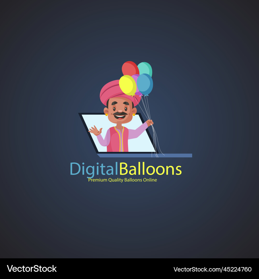 Digital balloons mascot logo template Royalty Free Vector