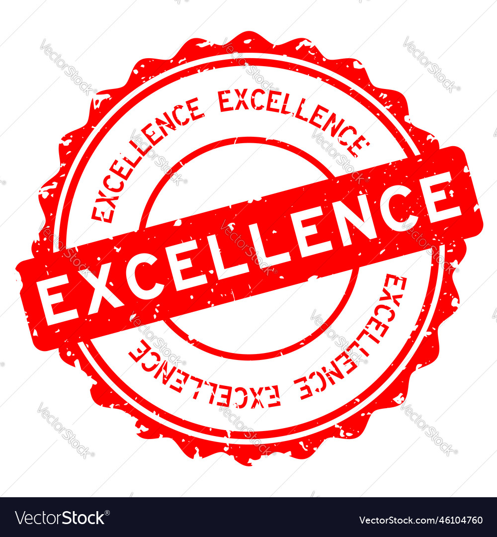 Grunge red excellence word round rubber seal Vector Image