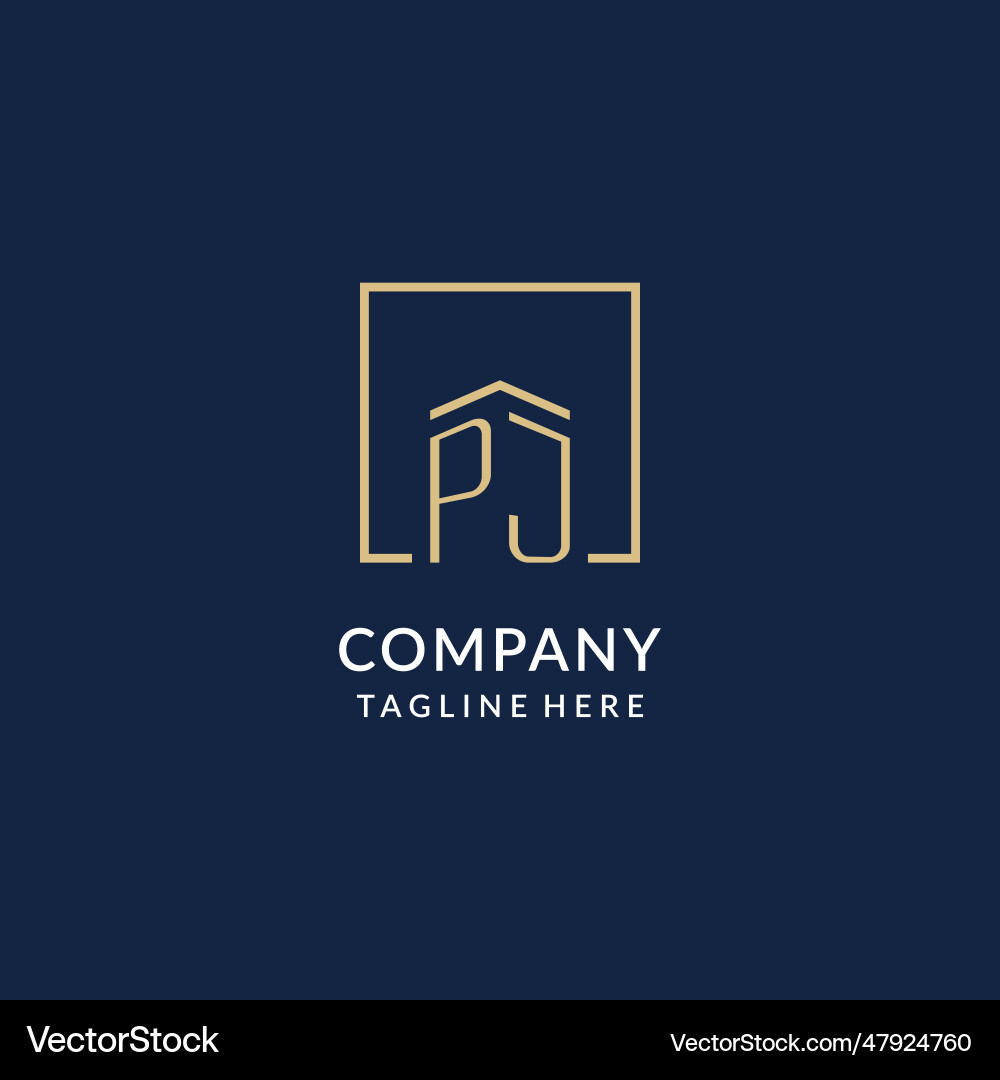 Initial pj square lines logo modern and luxury Vector Image