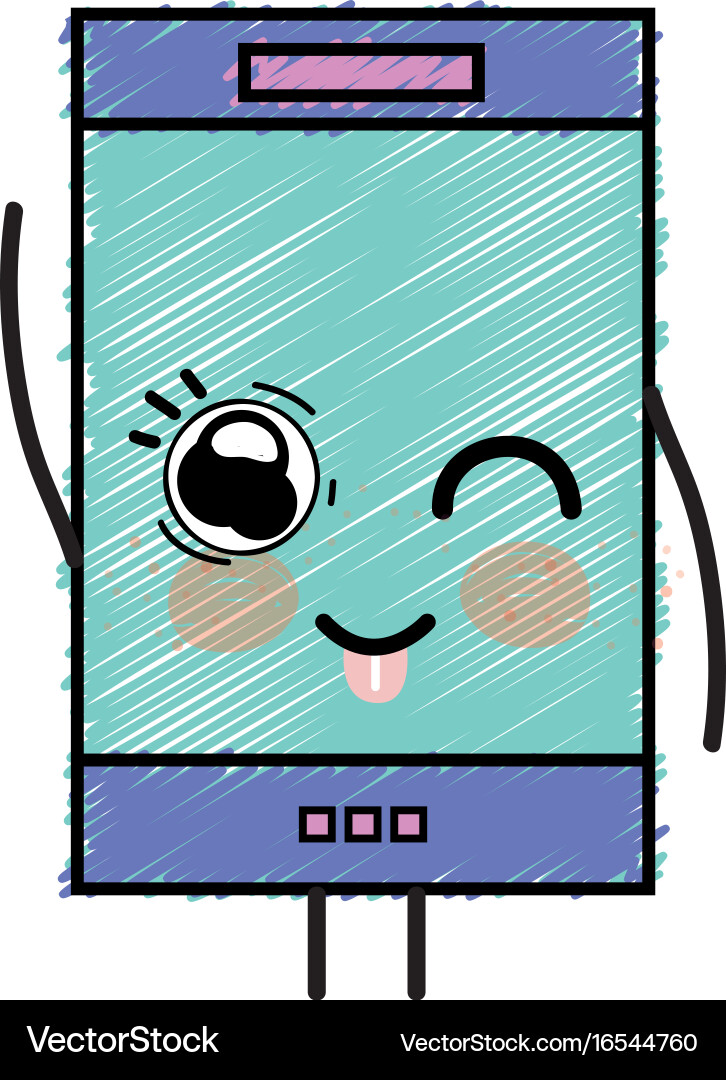Kawaii cute funny smartphone technology Royalty Free Vector