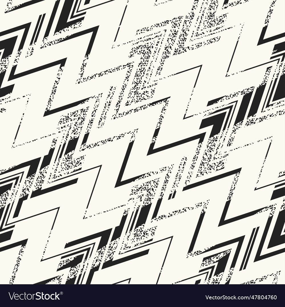 Monochrome Glitch Effect Textured Zigzag Pattern Vector Image