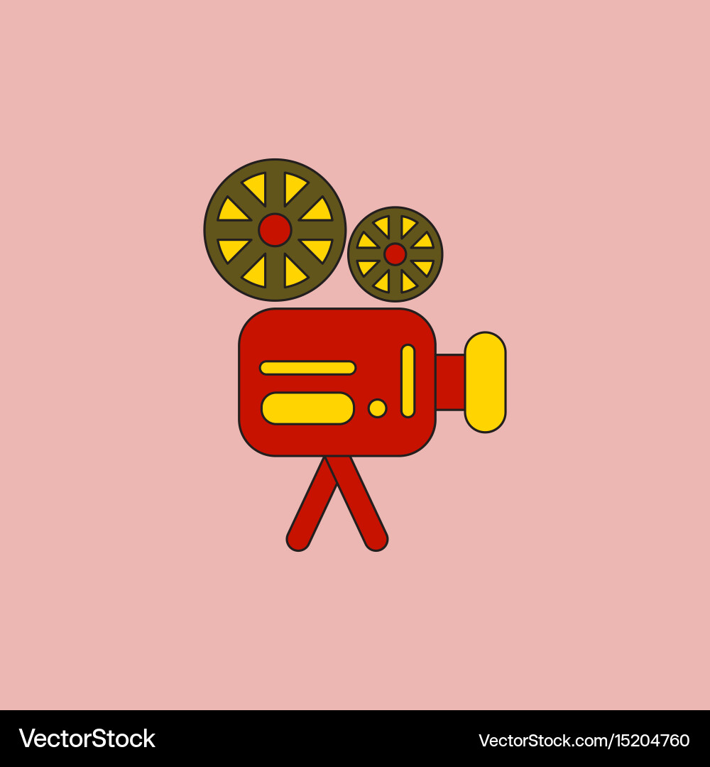 Old movie video camera in flat Royalty Free Vector Image