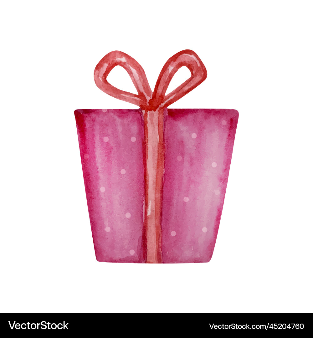 Watercolor valentines day gift box Royalty Free Vector Image