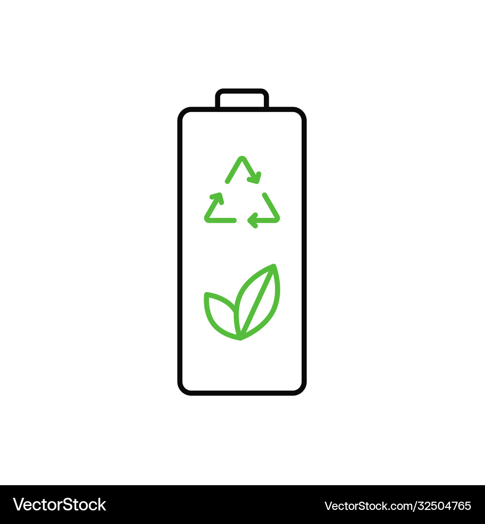 Battery icon with a sign recycling Royalty Free Vector Image