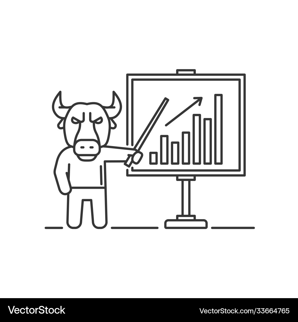 Bull is standing on market graph background Vector Image