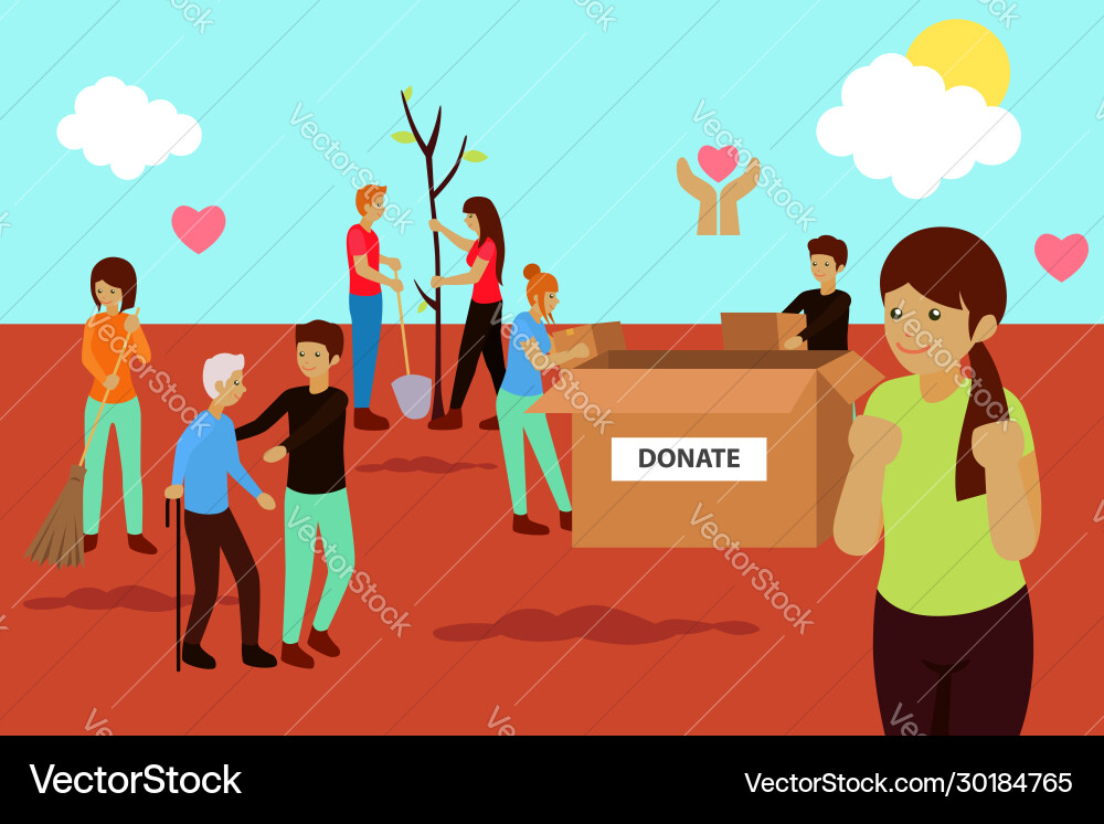 Charity volunteer donation concept Royalty Free Vector Image