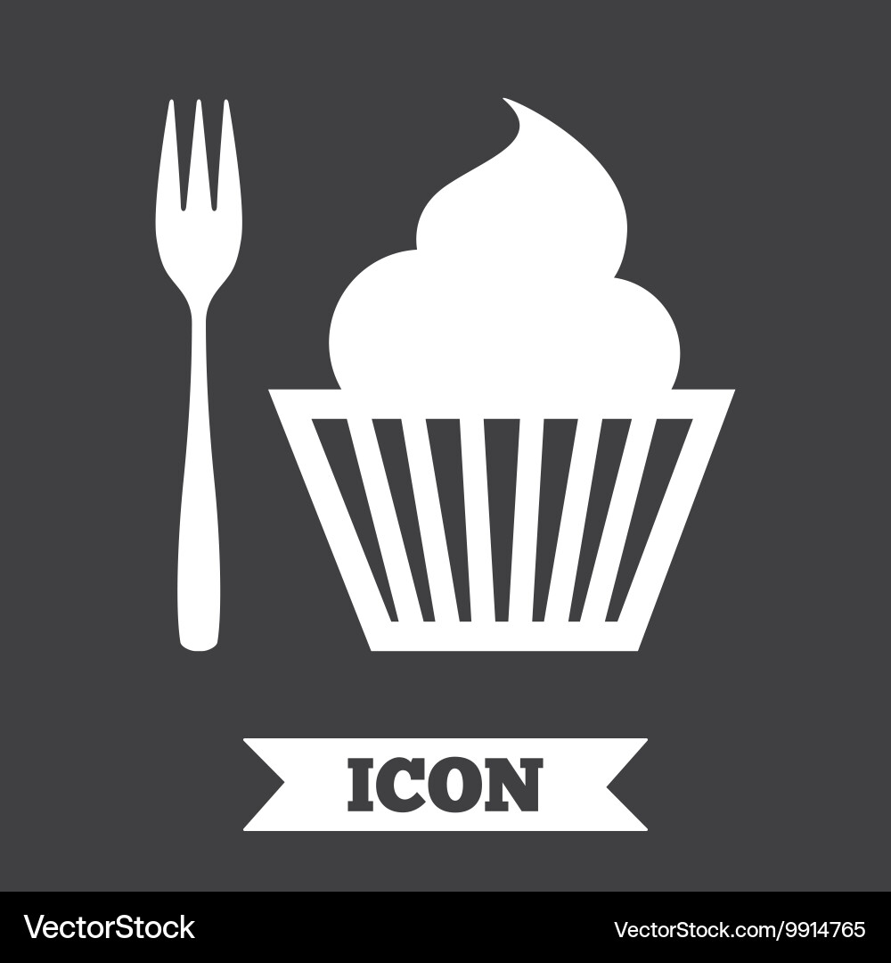 Eat sign icon dessert fork with muffin Royalty Free Vector