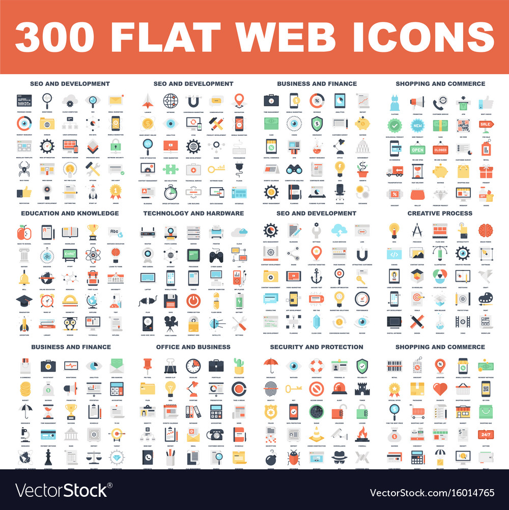 Flat web icons Royalty Free Vector Image - VectorStock