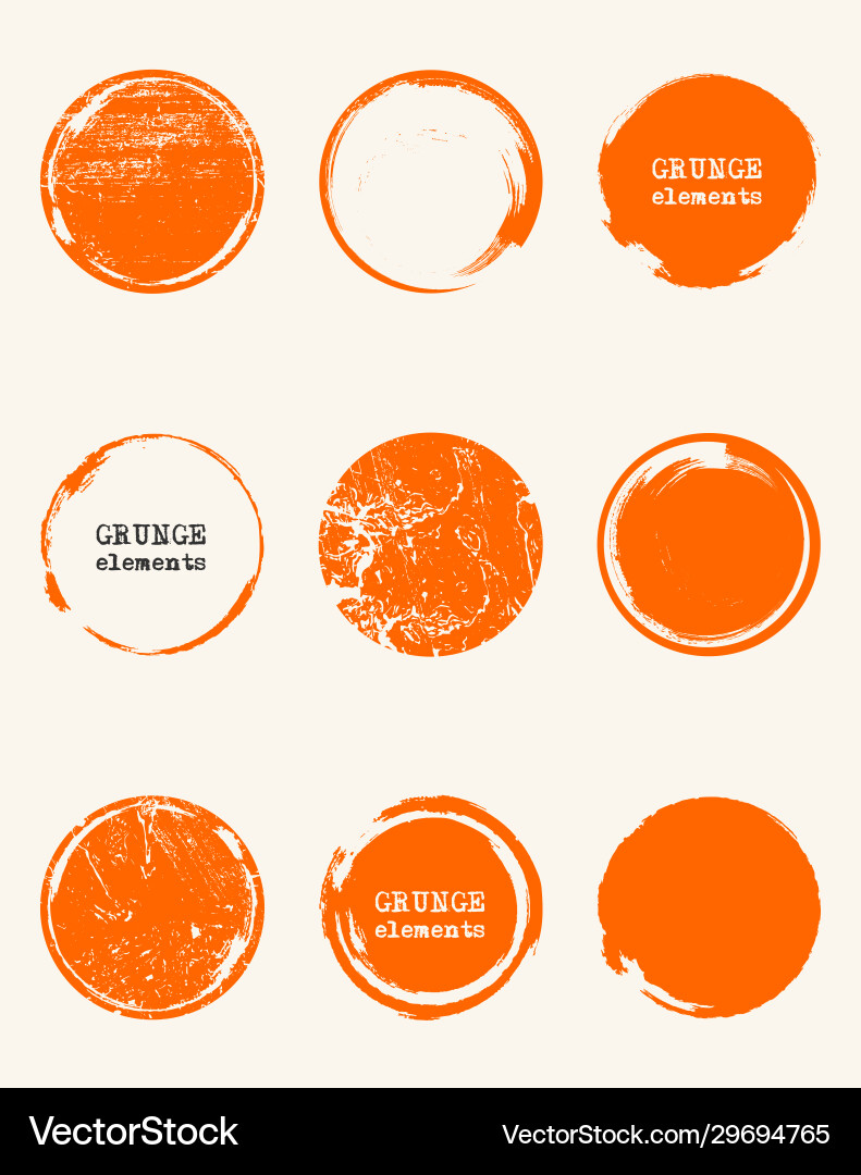 Grunge color circle shapes set abstract Royalty Free Vector