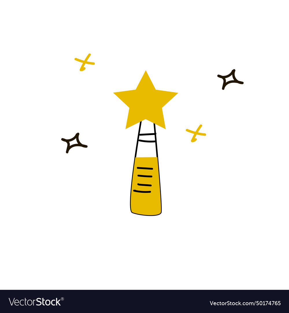 Hand drawn doodle award with star winner icon Vector Image