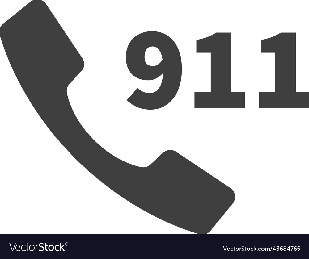 Handset with 911 emergency number simple black Vector Image