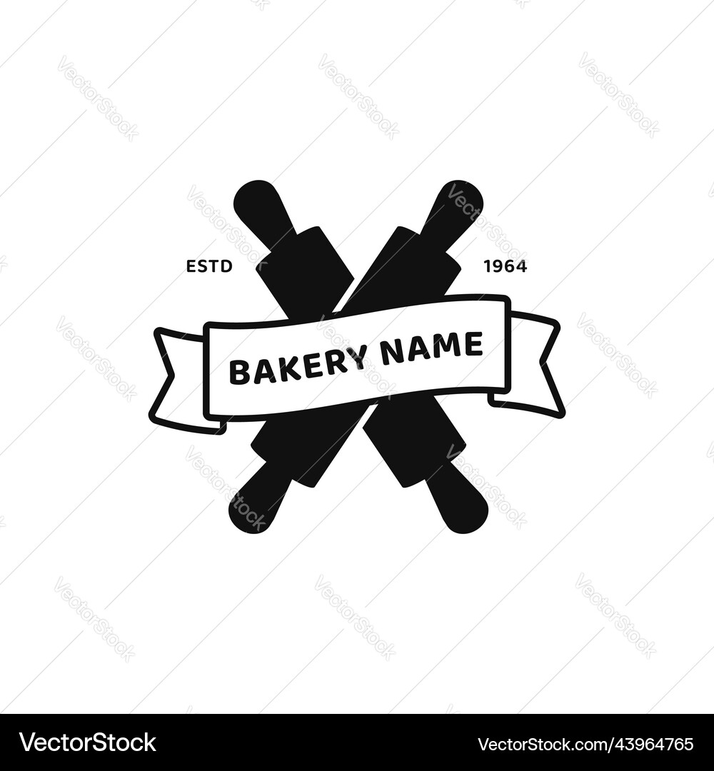 Pastry bakery store logo icon with rolling pin Vector Image