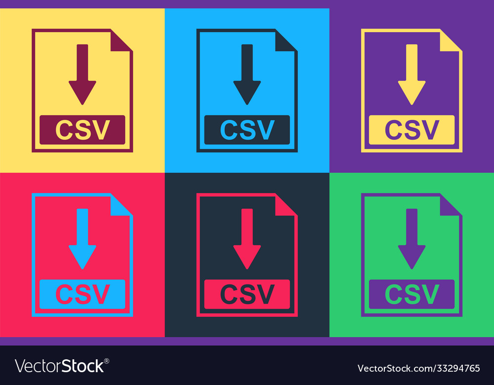 Pop art csv file document icon download csv Vector Image