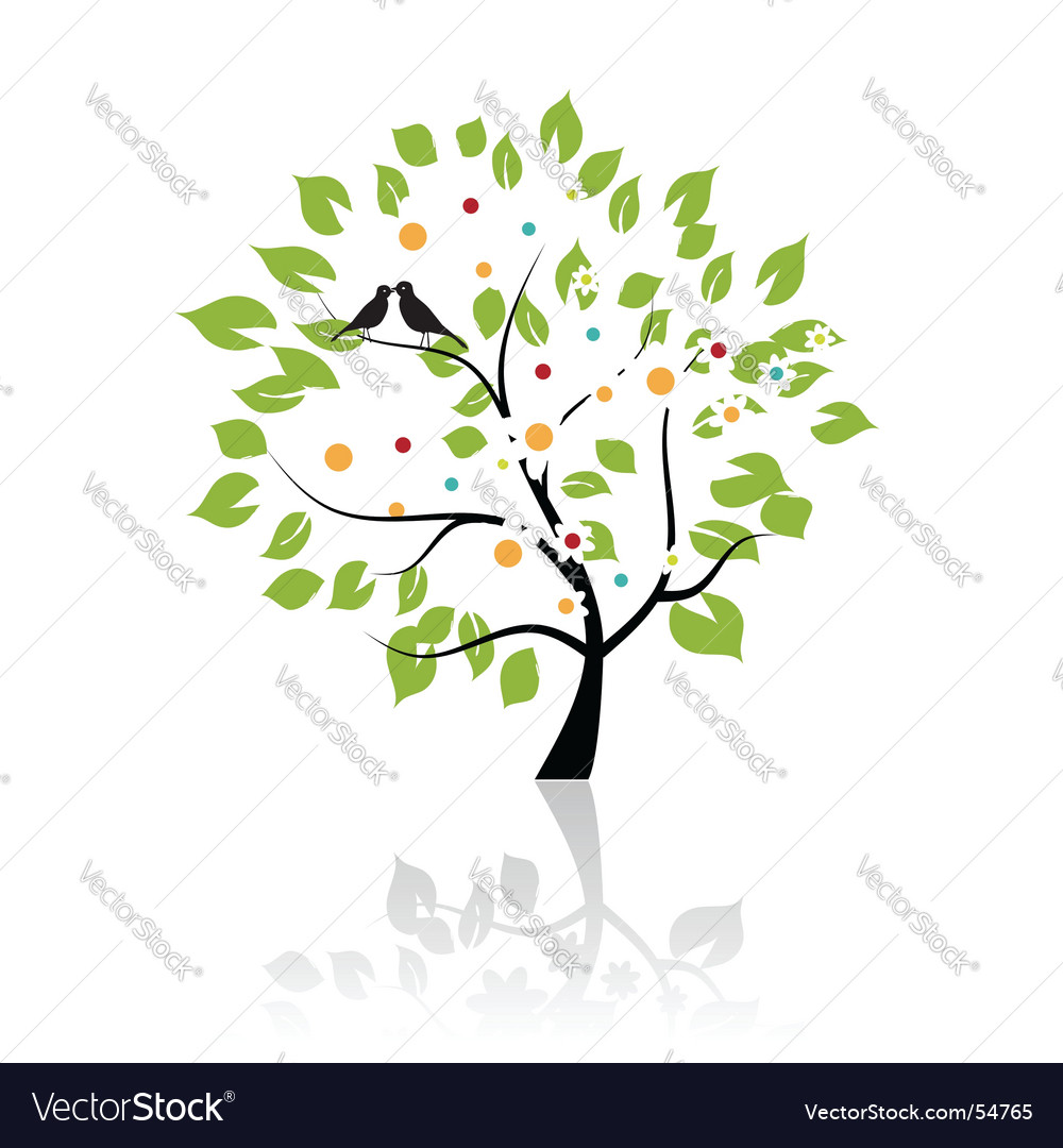 Tree with birds Royalty Free Vector Image - VectorStock
