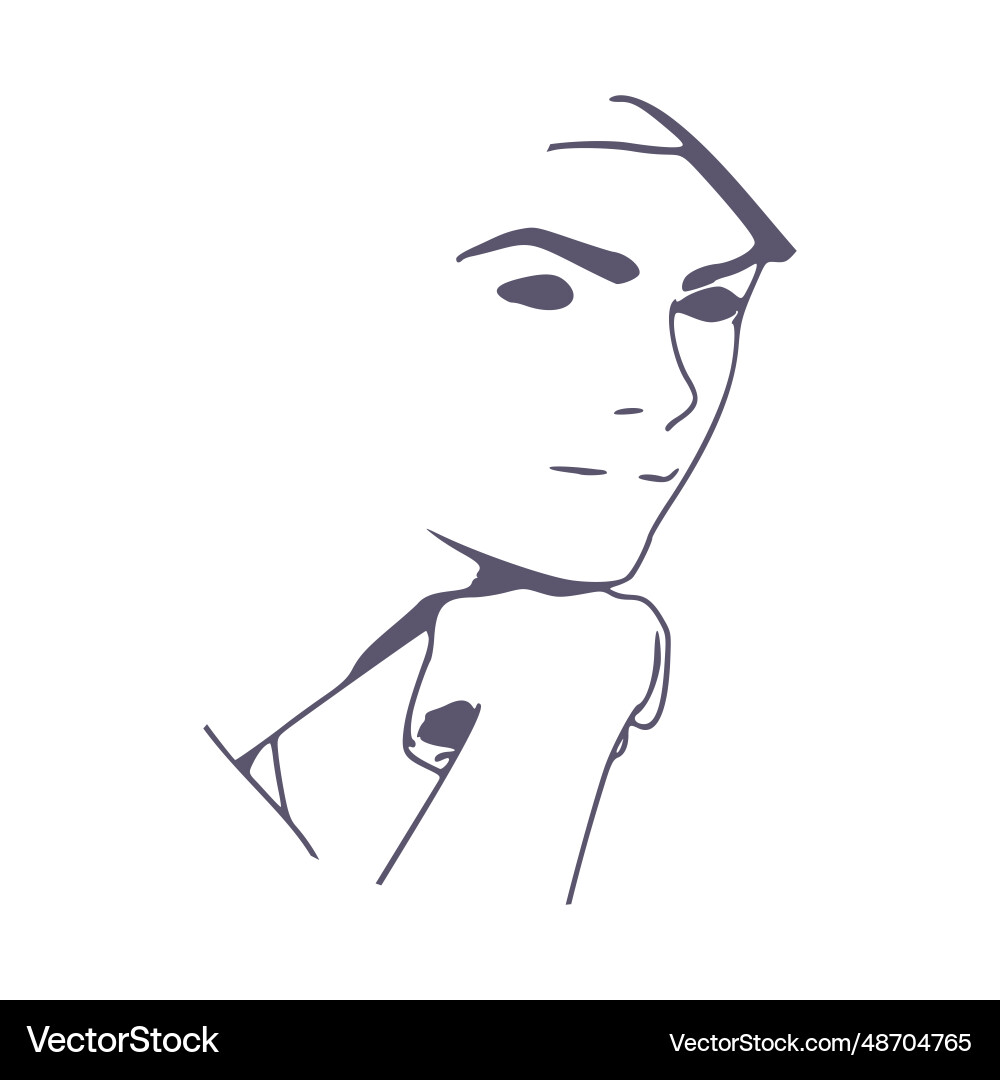 Young woman face half turn view elegant Royalty Free Vector