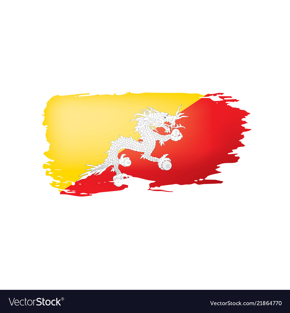 Bhutan flag on a white Royalty Free Vector Image