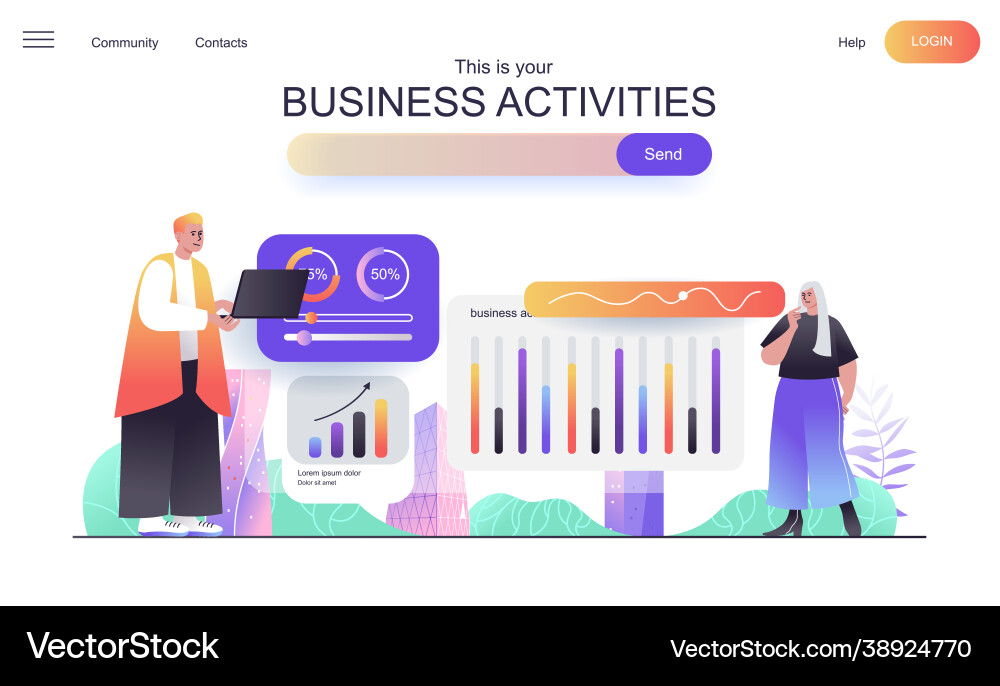 Business activities web concept for landing page Vector Image