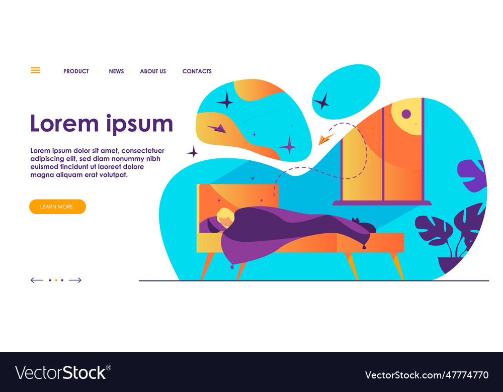 Cartoon Person Sleeping In Her Bedroom At Night Vector Image