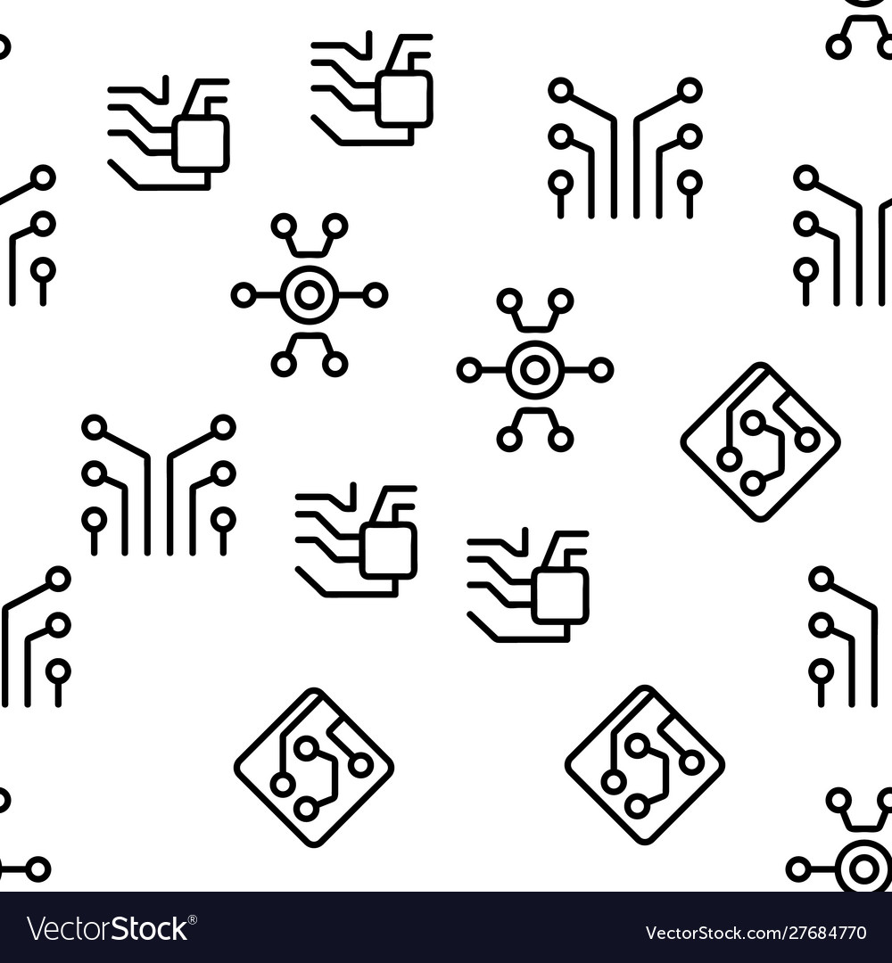 Circuit computer chip seamless pattern Royalty Free Vector