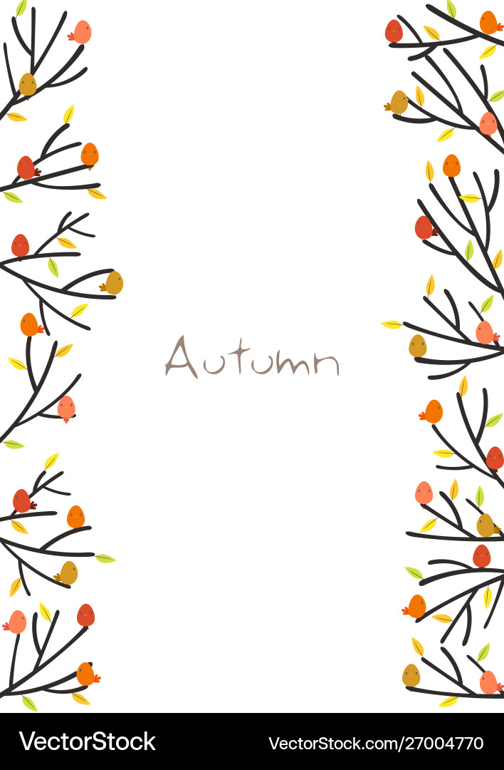 Colorful birds on tree branch border Royalty Free Vector