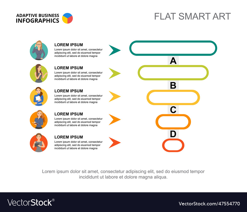 Five workers process chart template Royalty Free Vector